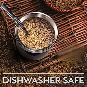 FAMKX 8oz Yerba Mate Cup With Bombillas Straw & Cleaning Brush, Stainless Steel Double wall Travel Gourd Mug Tumbler, (Wood grain)