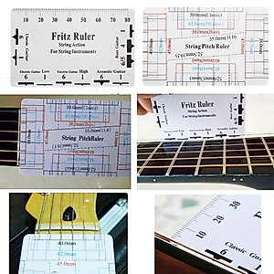 Guitar Tool Kit Repairing Maintenance Tools String Organizer String Action Ruler Gauge Measuring Tool Hex Wrench Set Files Fingerboard Guard Understring Radius Gauges Guitar Fret Rocker Leveling