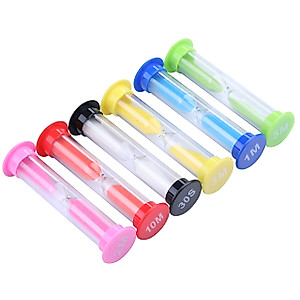 I-MART Plastic Sand Timer Sandglass Hourglass Sand Clock Timer 30 sec, 1 min, 2 mins, 3 mins, 5 mins, 10 mins (Pack of 6)