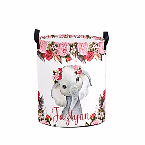 Personalized Laundry Basket with Name Custom Baby Hamper Collapsible Organizer Storage Bedroom Decor for Girls Adults Women (03)