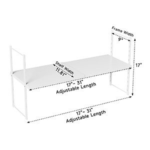 SOFRON Expandable Closet Pantry Shelves, Adjustable Kitchen Cabinet Shelf, Screws or Adhesives Mounting Height Customizable, Perforated 2 Pack
