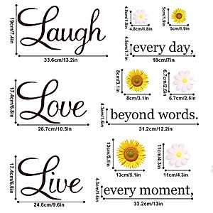 nspirational Quotes Wall Stickers Vinyl Sunflower Daisy Wall Decals Removable Motivational Lettering Positive Sayings Stickers Live Laugh Love Wall Decor Phases for Kitchen Bedroom Living Room Home…