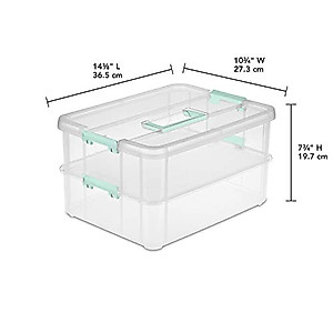 Sterilite Stack & Carry 2 Layer Box Small Storage, Clear, Pack of 4
