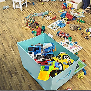 Livememory Toy Car Garage - Toy Car Parking Lot Toy Car Box for Boys with Car Rug Play Mat (Not Included Cars)
