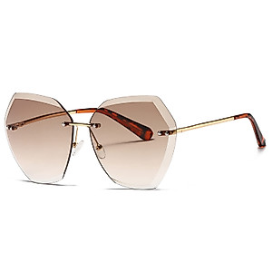 AEVOGUE Sunglasses For Women Oversized Rimless Diamond Cutting Lens Sun Glasses AE0534