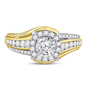 Dazzlingrock Collection 14kt Yellow Gold Womens Round Diamond Solitaire Bridal Wedding Engagement Ring 3/4 ctw