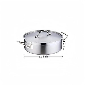 Stainless Steel Round Soup Pot: Polished Stock Pot with Lid, Handle & Versatile Compatibility for All Heat Sources - Dishwasher &Oven Safe for Effortless Pasta and Cooking Pleasures! (Φ6.3"x2.4")