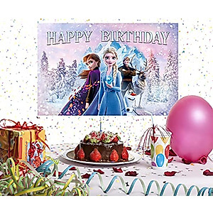 ASCLO Frozen 2 Backdrop for Birthday Party Supplies 5x3ft Frozen Photo Backgrounds Elsa Theme Baby Shower Banner for Birthday Cake Table Decoration, white, One Size