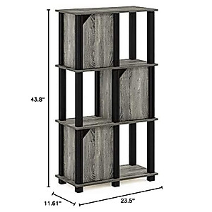 Furinno Brahms Storage Shelf, 4-Tier, French Oak Grey/Black