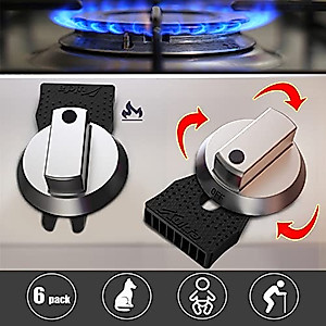 Gas Stove Baby Proof Knobs Locks (6 Pack), Aukfa Child Proofing Oven Knob Lock – No Tools Needed(Black)