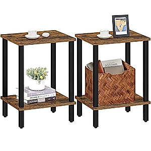 TUTOTAK End Table, Set of 2, Side Table, Nightstand, 2-Tier Storage Shelf, Sofa Table for Small Space, Living Room, Bed Room TB01BB035