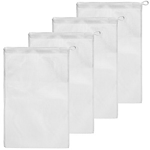 Aquatic Experts 4 Pack Koi Pond Mesh Media Filter Bags - High Flow - 8 inch by 12 inch Pouch with Drawstrings for Activated Carbon - Reusable Water Garden or Aquarium Charcoal Filter Bag (4 Pack)