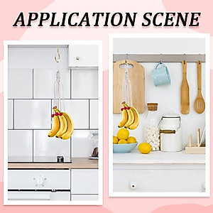 GORGECRAFT Cotton Rope Banana Lanyard Wood Bead Fruits Storage Hanger with Hook Vegetable Woven Hammock Hanging Rope Banana Holder Keeper Under Cabinet for Kitchen Agricultural Products Macrame Fruit