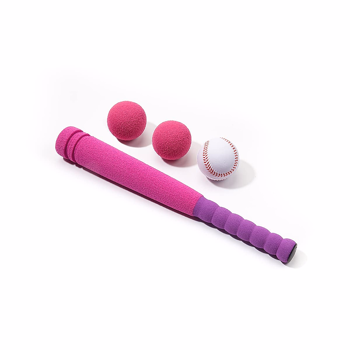 CeleMoon Soft Foam Kids Baseball Bat Toy Set with 3 Balls, 16.5 Inch [Mini Size] for Toddlers Girls Age 3 Years Old Indoor Outdoor Sport T Ball Bat Playing Game, Pink