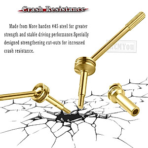 RC Stainless Steel Drive Shaft CVD Upgrades Part for 1/10 Slash VXL 4X4,Rustler VXL 4X4,Stampede VXL 4X4,Hoss VXL 4X4 4WD,4PCS Front Rear #45 Axles with Hex,Gold