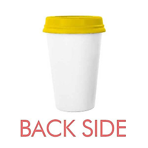 PUROXX greek alphabet upsilon black coffee tea mug pottery cup yellow lid