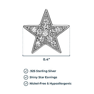 MORGAN & PAIGE 925 Sterling Silver Cubic Zirconia Pave Star Stud Earrings