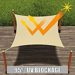 ShadeMart 14' x 14' Beige Sun Shade Sail Square Canopy Fabric Cloth Screen smTAPS14, Water and Air Permeable & UV Resistant, Heavy Duty, Carport Patio Outdoor - (We Customize Size)