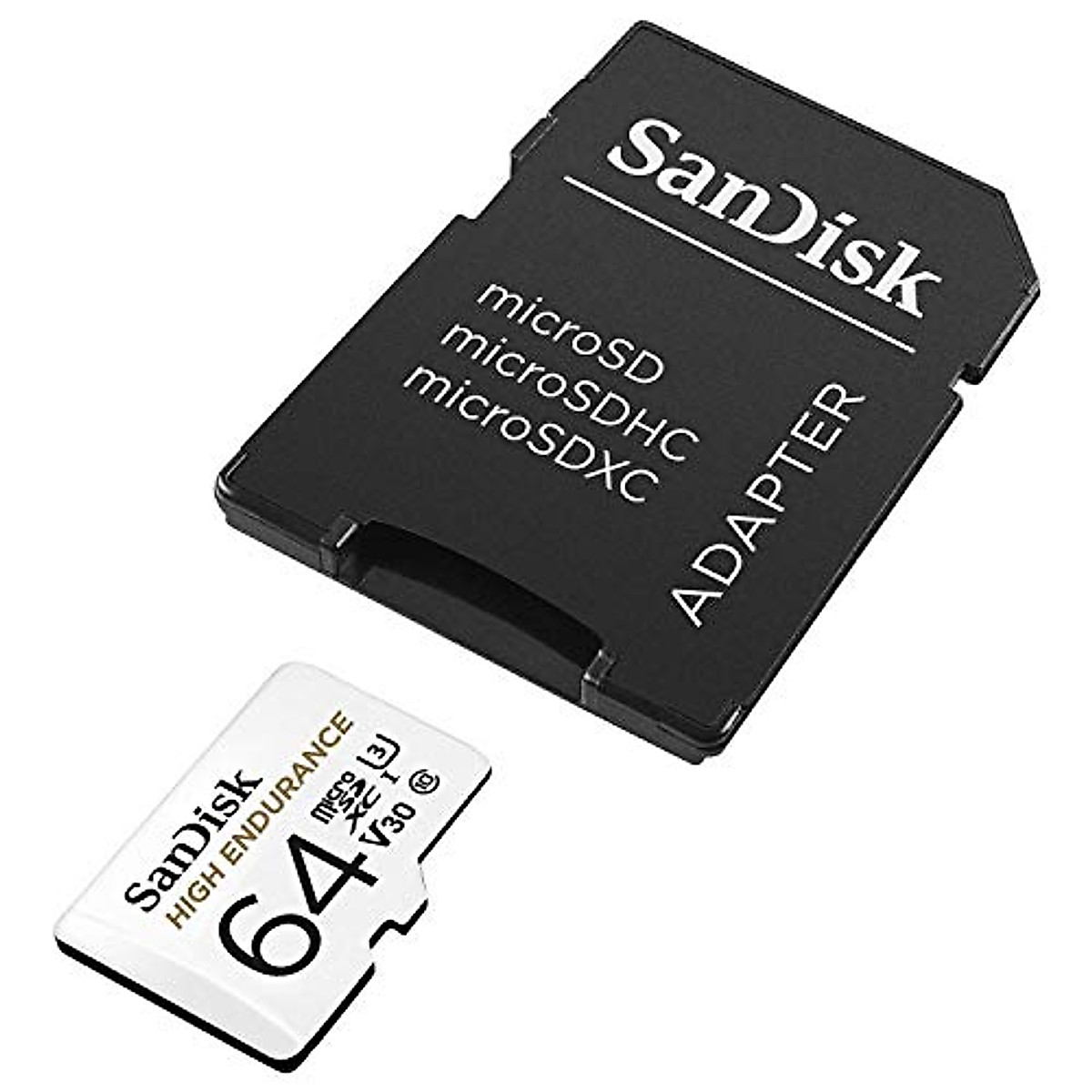 SanDisk 64GB High Endurance Video MicroSDXC Card with Adapter for Dash Cam and Home Monitoring Systems - C10, U3, V30, 4K UHD, Micro SD Card - SDSQQNR-064G-GN6IA