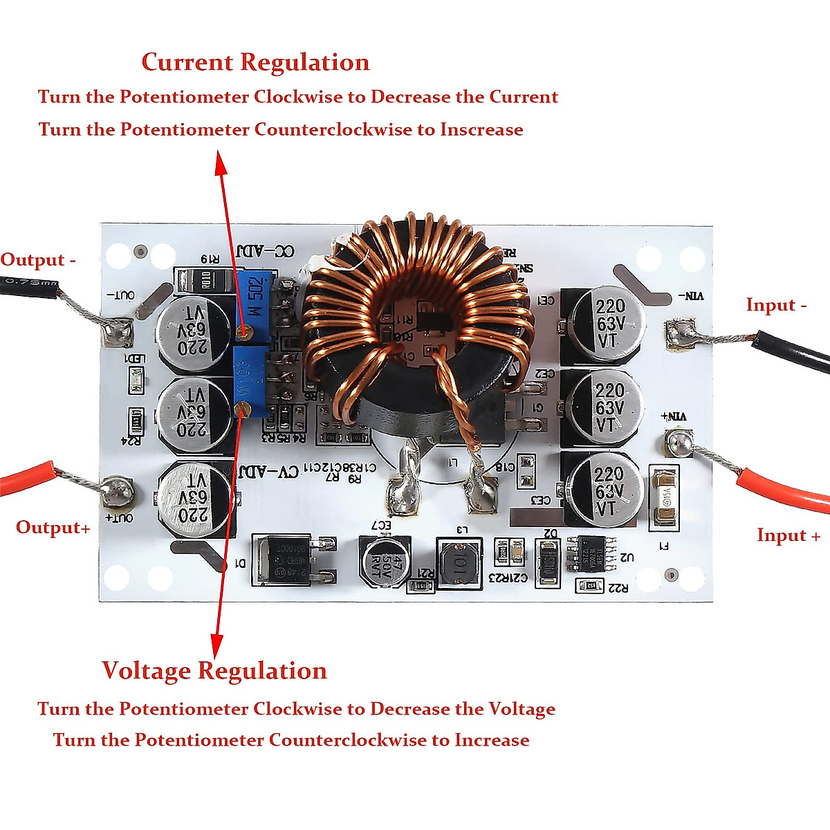 DIANN 3pcs 600W Constant Current Boost Converter DC- DC 10V-60V to 12-60V 10A Adjustable Step Up Voltage Regulator CC CV Power Supply Module