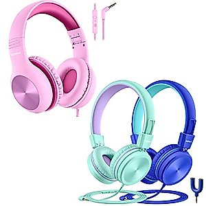 Nabevi Kids Headphones with Microphone, Over-Ear Headphones for Kids Boys Girls