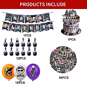 Cartoon Birthday Party Supplies, Cartoon Party Including Cake Caps, Cupcake Caps, Flags, Latex Balloons, It is Very Suitable for Boy's and Girl Themed Birthday Party Supplies