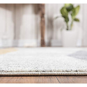 Abani Geometric Distressed Turkish Area Rug, Laguna Collection Grey & Yellow Modern Style 5' 3" x 7' 6" Accent Rug Rugs