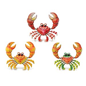 CoTa Global Cartoon Crab Refrigerator Bobble Magnets Set of 3 - Assorted Color Fun Cute Sea Life Animal Bobble Head Magnets For Kitchen Fridge, Home Decor, Cool Office and Decorative Novelty - 3 Pack