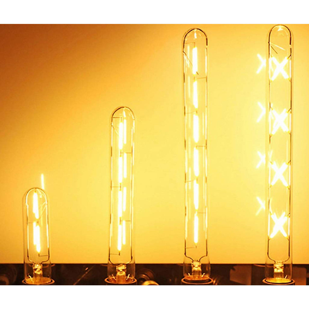 T300 Vintage LED Filament Bulb T300 6W Dimmable Vintage Edison Light Bulb Long Tubular Vintage LED Light,E26/E27 Medium Base,Amber Glass,Warm White 2300K,6W(40W Equivalent),Dimmable,Pack of 4