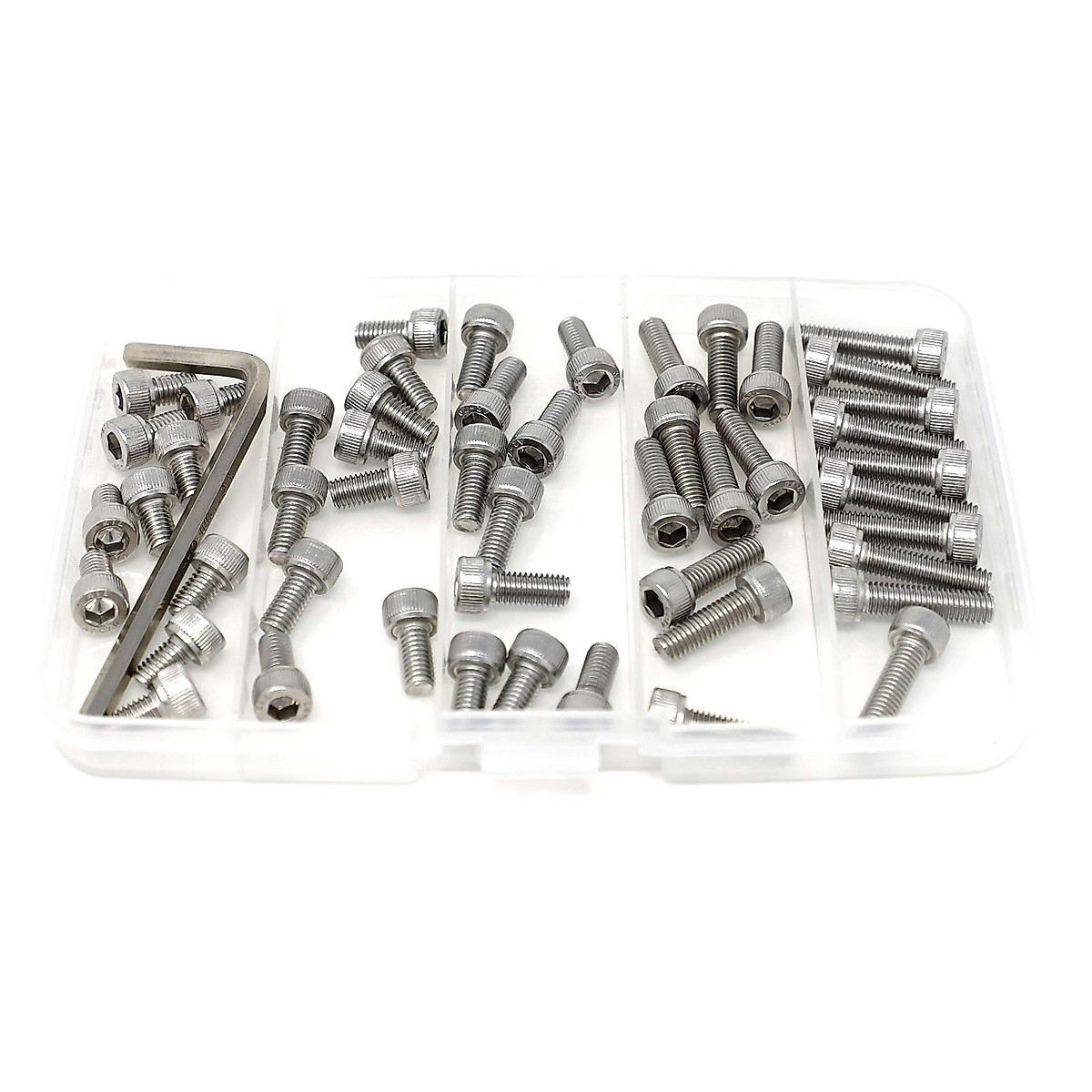 iexcell 50 Pcs M5 x 8/10/12/16/20mm Thread Pitch 0.8 mm Stainless Steel 304 Hex Socket Head Cap Screws Bolts Assortment Kit