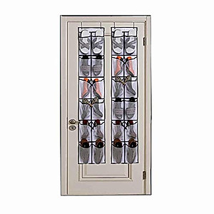 NXqilixiang Over The Door Shoe Organizer Hanging Shoe Hanger with 12 Large Clear Mesh Pockets for Narrow Closet Door for Storage Men Sneakers Women High Heeled Shoes Slippers kids toy White 2 Pack
