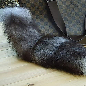 Alpertie Fluffy Real Fox Fur faux Tail Keychain Tassel Bag Cosplay toy Handbag Accessory hook Pendant