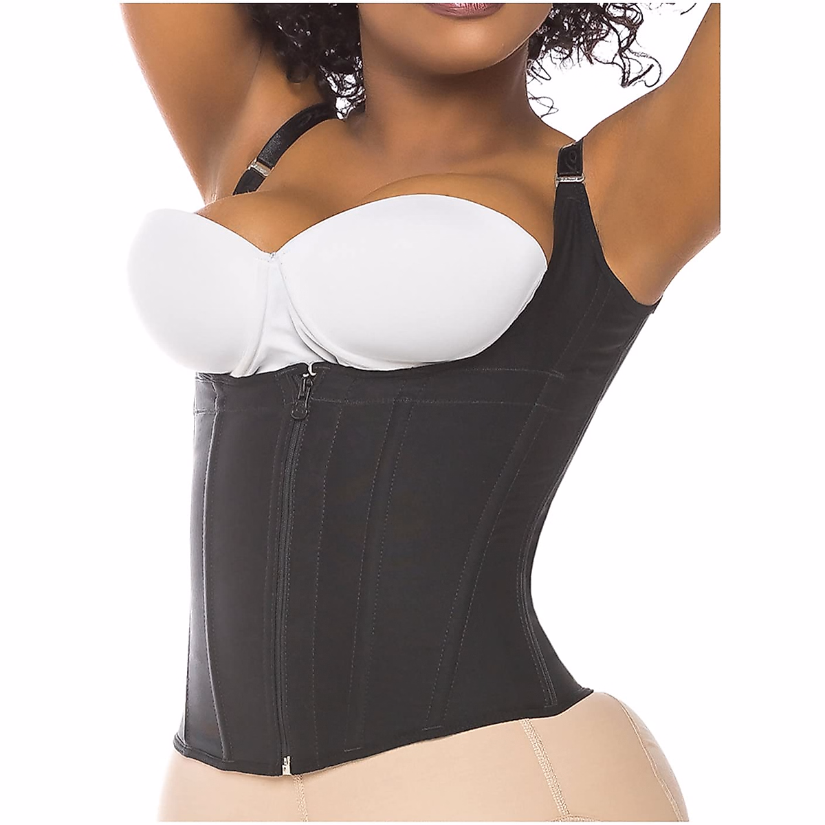 Salome 0313 Vest Girdle Colombian Waist Trainer Fajas Reductoras y Moldeadoras Cinturillas Colombianas de Mujer para Adelgazar Black M