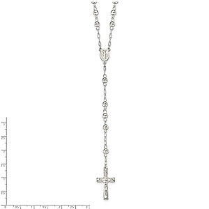 925 Sterling Silver Rosary Necklace 26 inch Chain