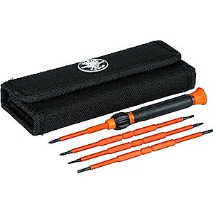 Klein Tools 32584INSR Precision 8-in-1 Screwdriver Set with Case, 1000V Rated Insulated Set with Phillips, Slotted and Tamperproof TORX Bits