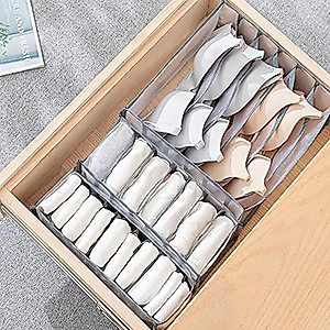 5 Set Foldable Underwear Drawer Organizer,Mesh Closet Underwear Organizer Drawer Divider,Grey