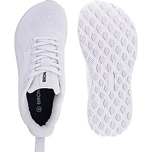 BRONAX Womens Wide Tennis Shoes Lace up Mesh Running Breathable Size 7w Rubber Sole Outdoor Athletics Sports Fitness Female Footwear Casual Jogging Walking Sneakers Light White 38