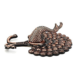 Dahszhi Dual Prong Hooks 3D Design Retro Peacock Shape Decorative Curtain Hooks in Red Copper Tone - Pack of 2pcs