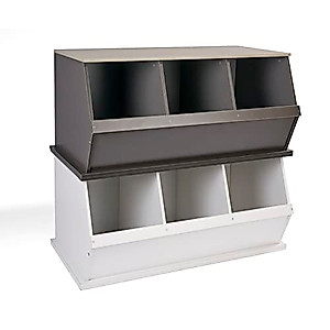 Badger Basket Stackable 3 Bin Open Storage Toy Organizing Cubby - Gray