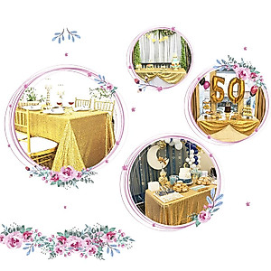 Juya Delight 50" x 80" Bright Gold Rectangle Sequin Tablecloth for Party Dinner Banquet Festival Wedding Anniversary Exhibition Dessert Table