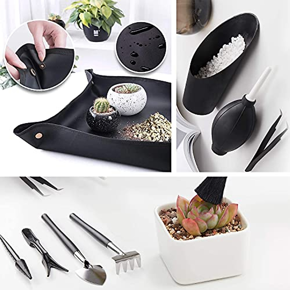 21 Pieces Succulent Plant Tools - Succulent Hand Transplanting Garden Tool Kit - Plant Care Accessories for Bonsai and Miniature Indoor Plants - Succulent Terrarium Tools Set Indoor Gardening Tools