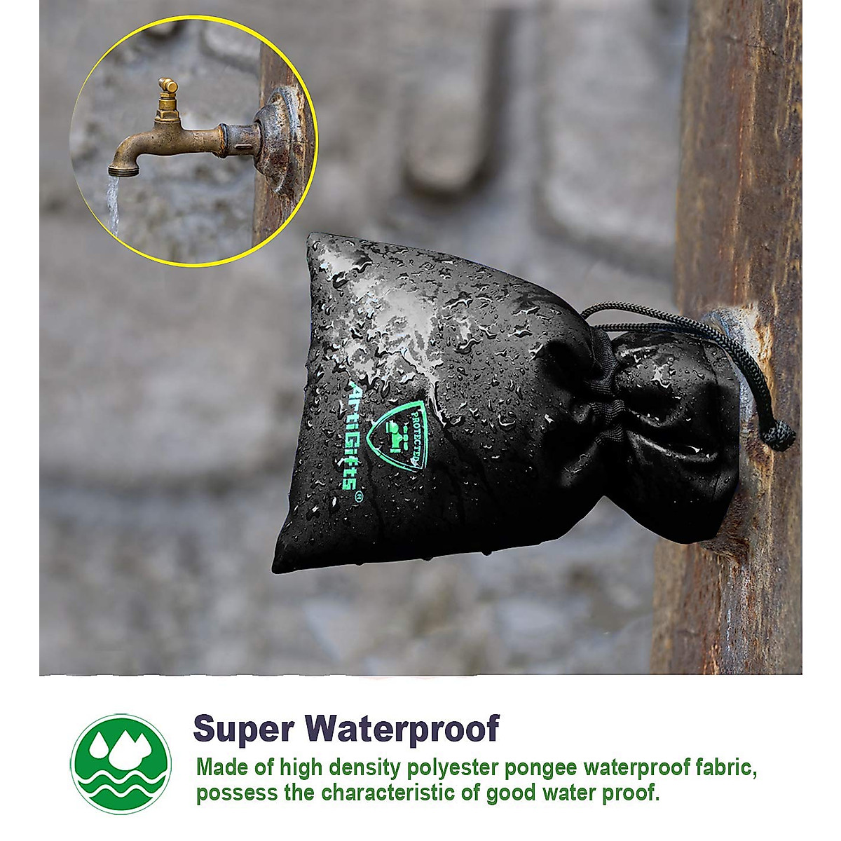 ArtiGifts Pro Outdoor Faucet Cover Socks for Winter Freeze Protection, 5.9" W x 7.7" H, Black, Set of 2