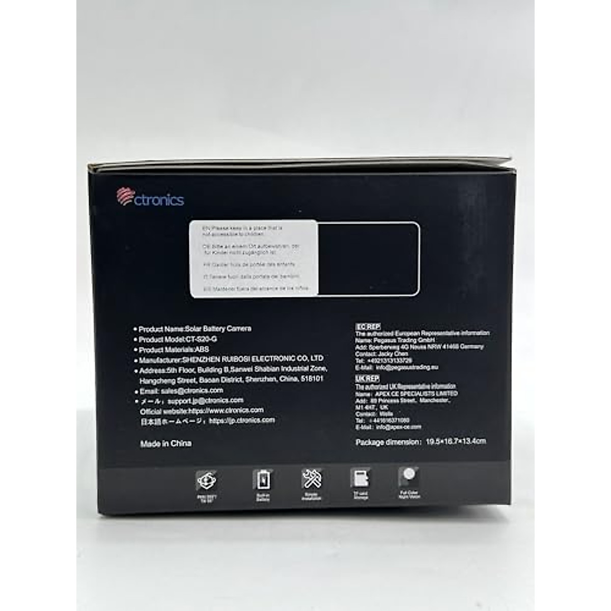 Ctronics 3MP Solar Security Camera Wireless Outdoor WiFi, PTZ Surveillacne Camera Battery-Powered for Home Security, 360° View, Spotlight Color Night Vision, PIR Human Detection, 2-Way Audio (White)