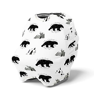 Stretchy Multi Use Cover Car Seat Canopy Woodland Bears Nursing Cover Shopping Cart Baby Cover