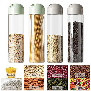 YUPHOO Spaghetti Container Storage 2 Packed Glass Pasta Jars Straw Holder Noodle Storage Containers for Pantry Counter with Lid