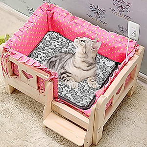 Pet Heating Pad, Cat Electric Heating Mat Waterproof, Pets Heated Bed Adjustable Dog Bed Warmer Electric Heating Mat with Chew Resistant Steel Cord (17.7x17.7, Flower)