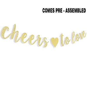 LINGTEER Cheers to Love Gold Glitter Bunting Banner Perfect for Wedding Engagement Anniversary Bridal Shower Party Gift Decorations Backdrop Sign.