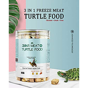 BNYEE 3 in 1 Meat Turtle Food - Chicken & Duck & Fish Meat Natural Freeze Dried Human-Grade Turtle Treats