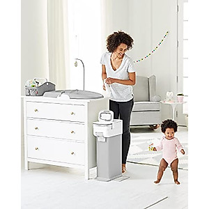 Skip Hop Diaper Pail with Dual Air-Lock, Universal Refill Bags, White