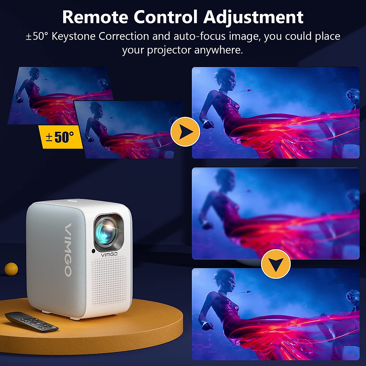 Projector with WiFi and Bluetooth, Native 1080P Portable Projector 4K Supported 120" Display for Home Outdoor, LED Smart Movie Projector Compatible with iOS/Android/PS5/TV Stick/Xbox